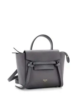 Celine Belt Bag Textured Leather Pico Shoulder Bag - Grey