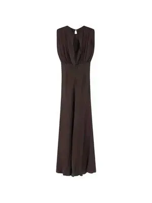SEMICOUTURE Padded Shoulders Dress - Brown