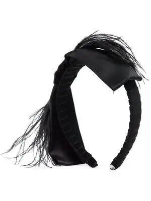 GIGI BURRIS MILLINERY Bernadette Feather Bow Headband - Black