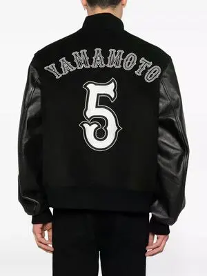 Y3 Embroidered Leather-sleeve Jacket
