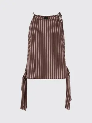 Pinko Striped Viscose Halter Neck Top With Tie Detail - Brown