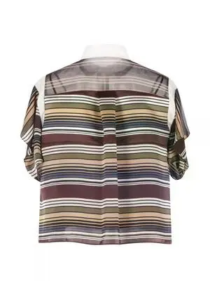 Sacai Striped Ruffled Shirt - Brown