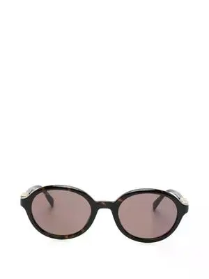 Gucci Logo-detail Oval-frame Sunglasses - Brown