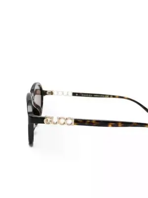 Gucci Logo-detail Oval-frame Sunglasses