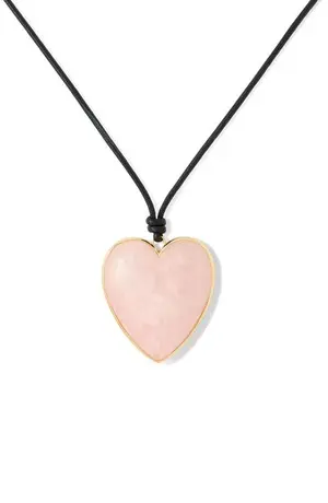 JENNIFER FISHER Heart Pendant Cord Necklace - Rose Quartz