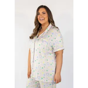 IN MY SUNDAYS Short Sleeve & Cropped Pant Pajama Set Tea Time