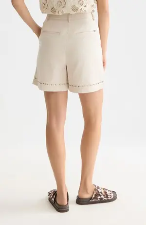 Scotch & Soda Embellished High-waisted Cotton Shorts