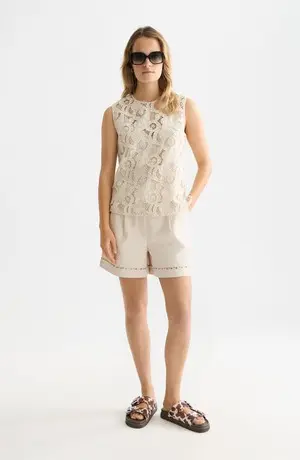 Scotch & Soda Embellished High-waisted Cotton Shorts