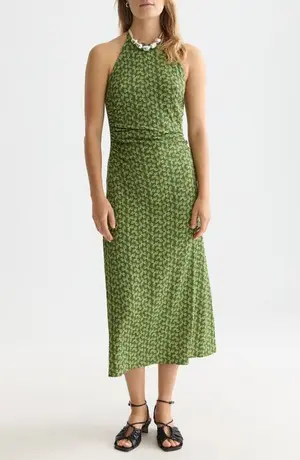 Scotch & Soda Open Back Midi Sundress - Mini Cactus Garden Green