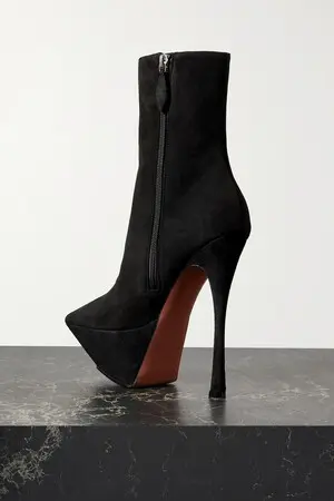 Amina Muaddi Yigit Suede Platform Ankle Boots