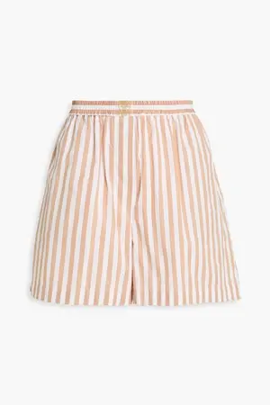 Brunello Cucinelli Striped Cotton And Silkblend Shorts - Neutral