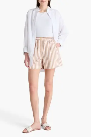 Brunello Cucinelli Striped Cotton And Silk-blend Shorts