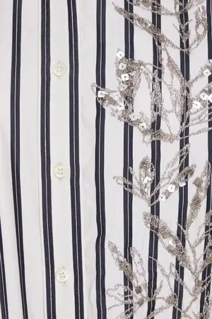Brunello Cucinelli Embellished Striped Cotton And Silk-blend Shirt