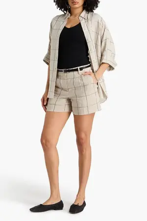 Brunello Cucinelli Checked Sequinembellished Linen Shorts
