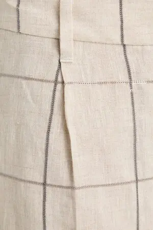 Brunello Cucinelli Checked Sequinembellished Linen Shorts