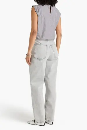 Brunello Cucinelli Striped Cotton-poplin Top With Bead Embellishment
