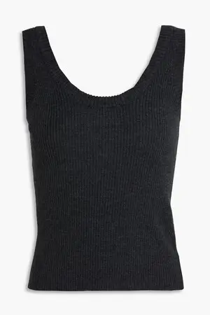 Brunello Cucinelli Ribbed Wool And Cashmereblend Tank Charcoal