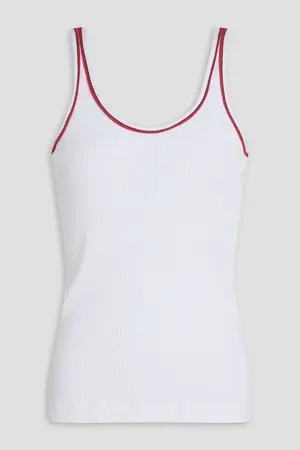 Brunello Cucinelli Beadembellished Ribbed Stretchcotton Jersey Tank - White