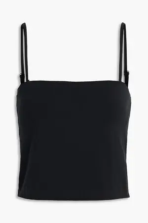 Brunello Cucinelli Cropped Cotton-blend Jersey Bustier Top - Black