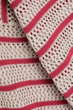 Brunello Cucinelli Cropped Embellished Striped Linen-blend Sweater