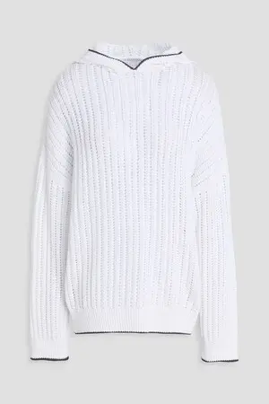 Brunello Cucinelli Openknit Cotton Hoodie - White