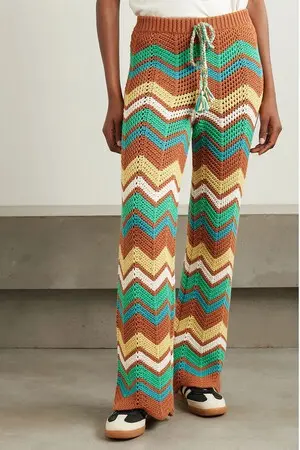 Alanui Kaleidoscopic Chevron Crocheted Straight-leg Pants