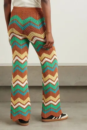 Alanui Kaleidoscopic Chevron Crocheted Straight-leg Pants