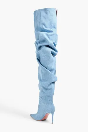 Amina Muaddi Jahleel Denim Thigh Boots