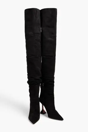 Amina Muaddi Olivia Suede Thigh Boots