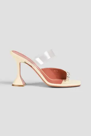 Amina Muaddi Paloma Crystal-embellished Mules - Ivory