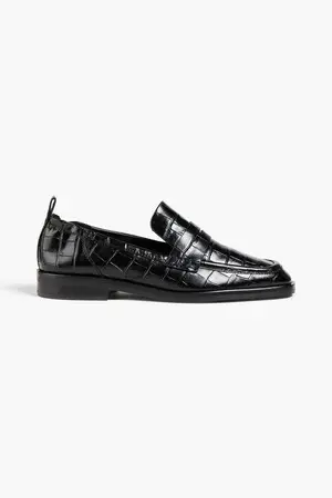 3.1 Phillip Lim Alexa Croceffect Leather Loafers - Black
