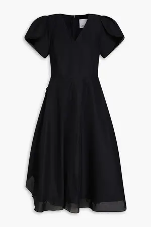 3.1 Phillip Lim Ruched Cottonblend Poplin Midi Dress - Black