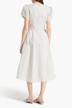 3.1 Phillip Lim Ruched Cotton-blend Poplin Midi Dress - Light Gray