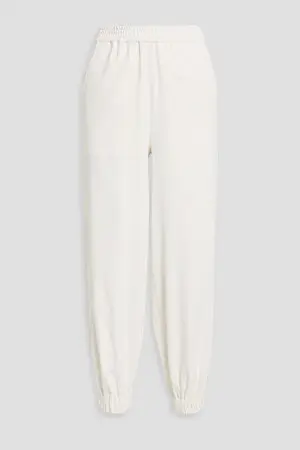 Tibi Cropped Crepe Tapered Pants - White