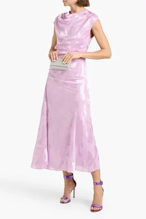 Simkhai Burke Draped Fil Coupé Midi Dress - Lilac