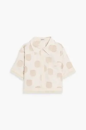 Simkhai Topanga Cropped Polkadot Fil Coupé Twill Shirt - Sand