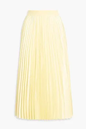 Simkhai Melanie Pleated Satin Midi Skirt - Pastel Yellow