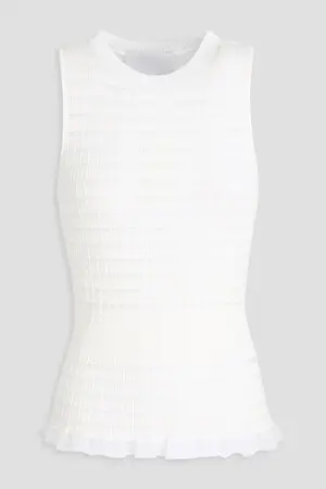 3.1 Phillip Lim Ruffled Ribbedknit Tank - Ivory