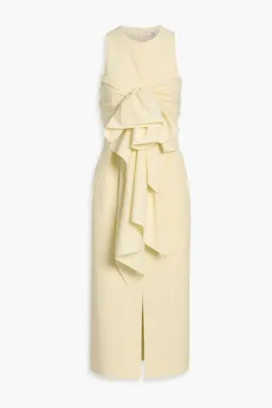 Tibi Draped Crepe Midi Dress - Cream