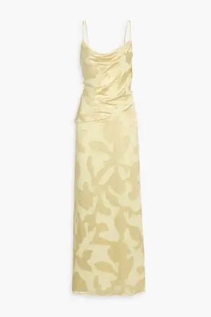 Simkhai Jessa Draped Fil Coupé Maxi Dress - Light Green