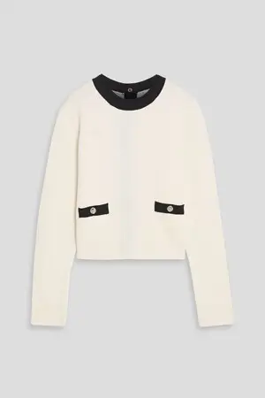 Sandro Twotone Wool And Cashmereblend Sweater - Ecru
