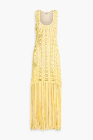 Simkhai Sonia Fringed Openknit Maxi Dress - Yellow