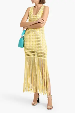 Simkhai Sonia Fringed Openknit Maxi Dress