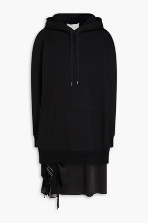 3.1 Phillip Lim Layered French Cottonterry And Satin Hooded Mini Dress - Black