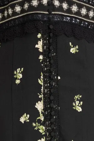 Alice + Olivia Lace-trimmed Floral-print Crepe Midi Dress