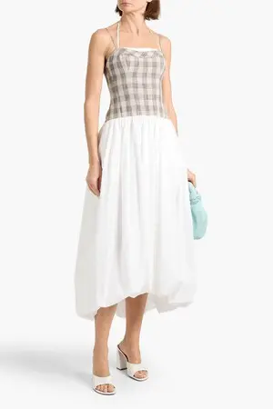 Simkhai Pfeiffer Gingham Broadcloth And Cotton-poplin Midi Dress - White