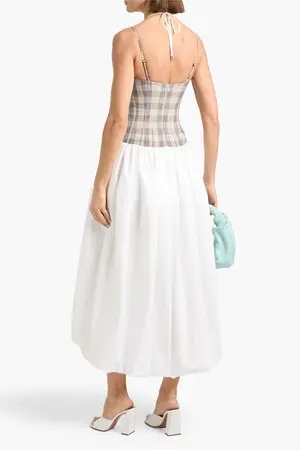 Simkhai Pfeiffer Gingham Broadcloth And Cotton-poplin Midi Dress - White