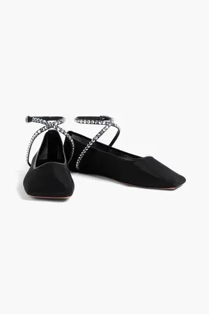 Amina Muaddi Crystal-embellished Ballet Flats - Black