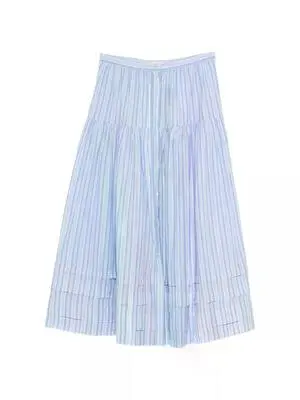 DÔEN Striped Tiered Midi Skirt