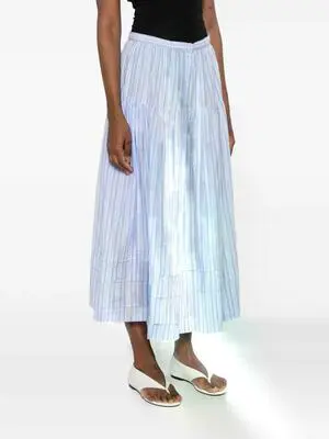 DÔEN Striped Tiered Midi Skirt